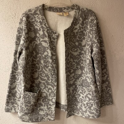 Covington Womens Top Large Pearl Snap Front Fleece Lined Cardigan Gray ...