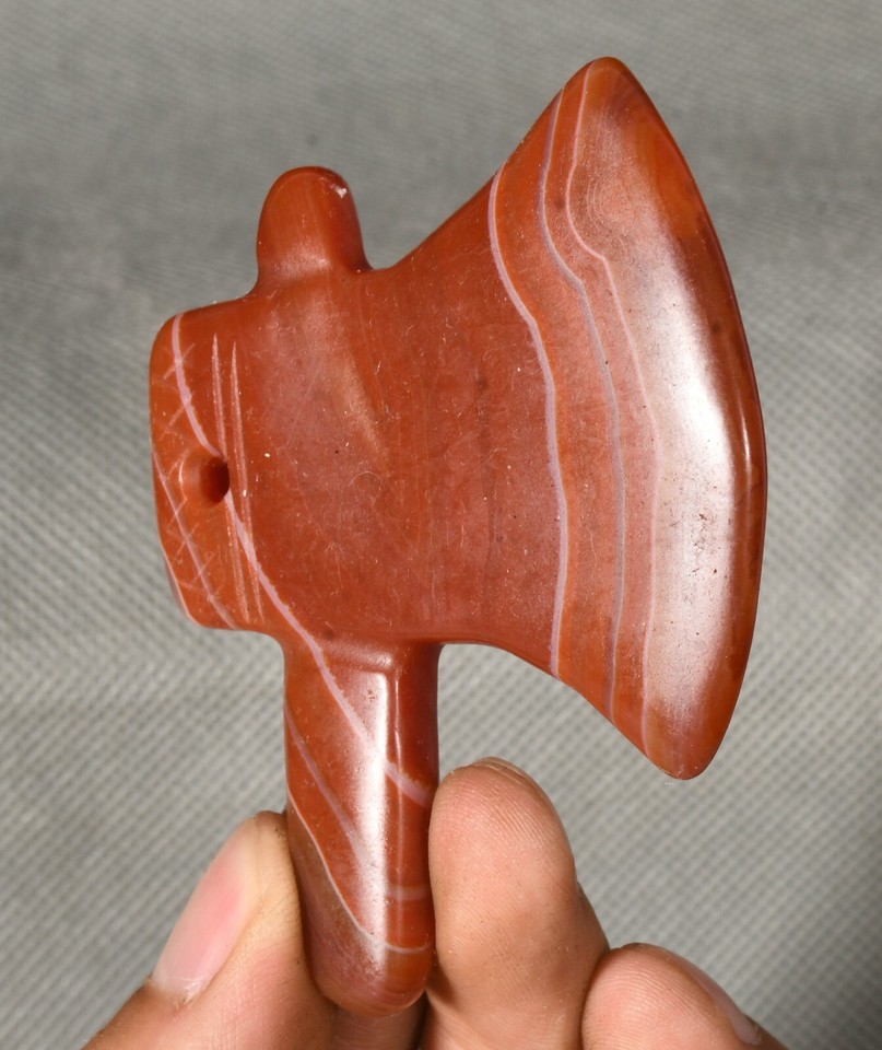 3.1''Hongshan Culture Agate Onyx Carving Axe Weapon Yubi Yu Bi Amulet ...