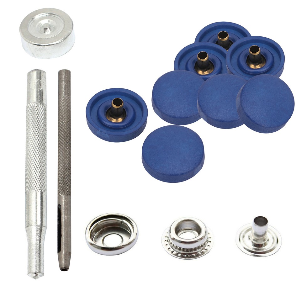 Press Studs Snap Fasteners Plastic Caps + Fixing hand Tool for Leather ...