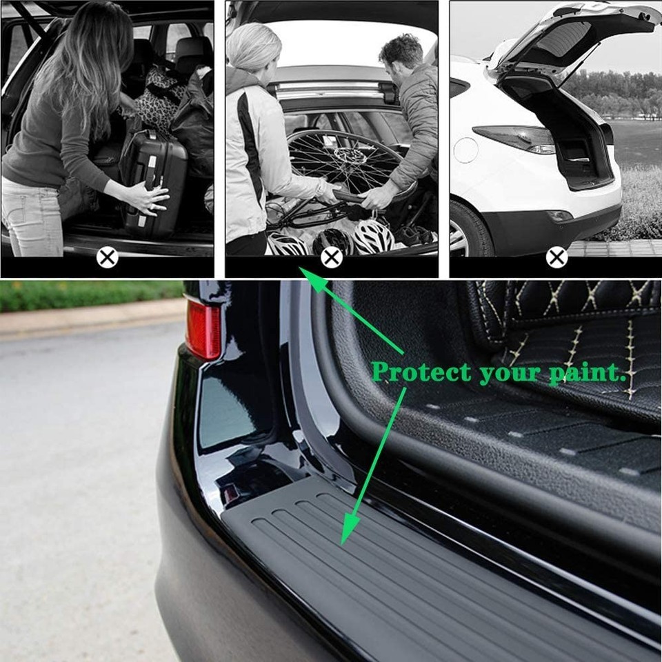 Rear Bumper Protector Trim Cover Black Rubber Trunk Sill Plate Cover ...