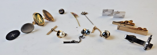 Lot of 11 Vintage MCM Cufflinks and Tie Clips Bars Swank, Knight of ...