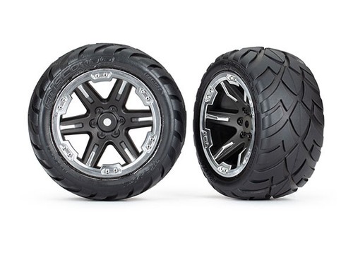 Traxxas 6768X - Rustler 2.8" Rear Anaconda Tires on RXT Wheels, Black ...