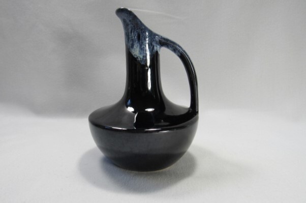 Art Pottery Pitcher~ Black W/ Blue & White Drip Glaze~ Signed Anna Van ...