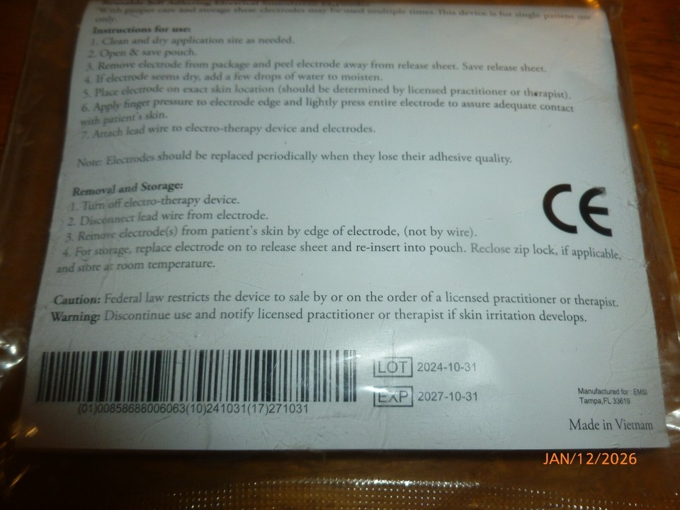 EMSI Electrical Stimulation Electrodes Size 1.7" x 1.7" Square Pads For ...