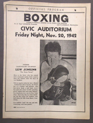 1942 LEW JENKINS Cover Photo Civic Auditorium Portland Oregon BOXING ...