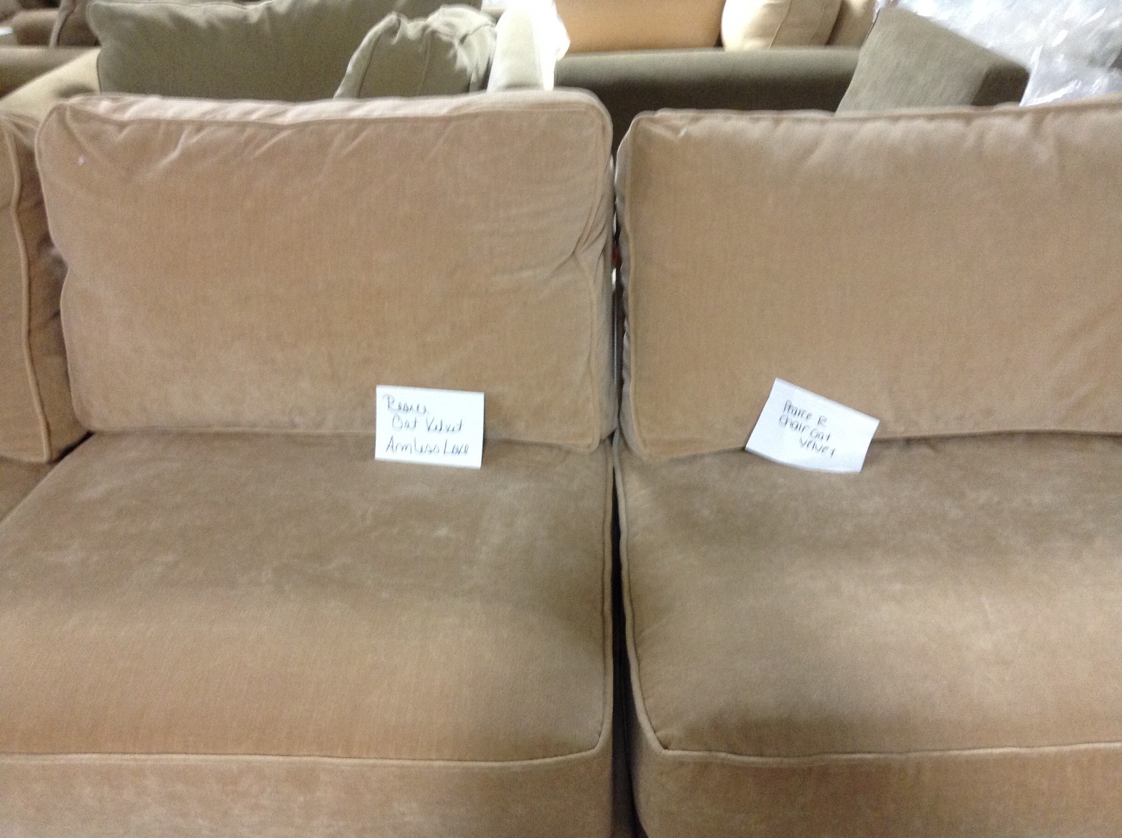 Pottery Barn Pearce Couch Sofa Sectional Oat Everyday Velvet Armless ...