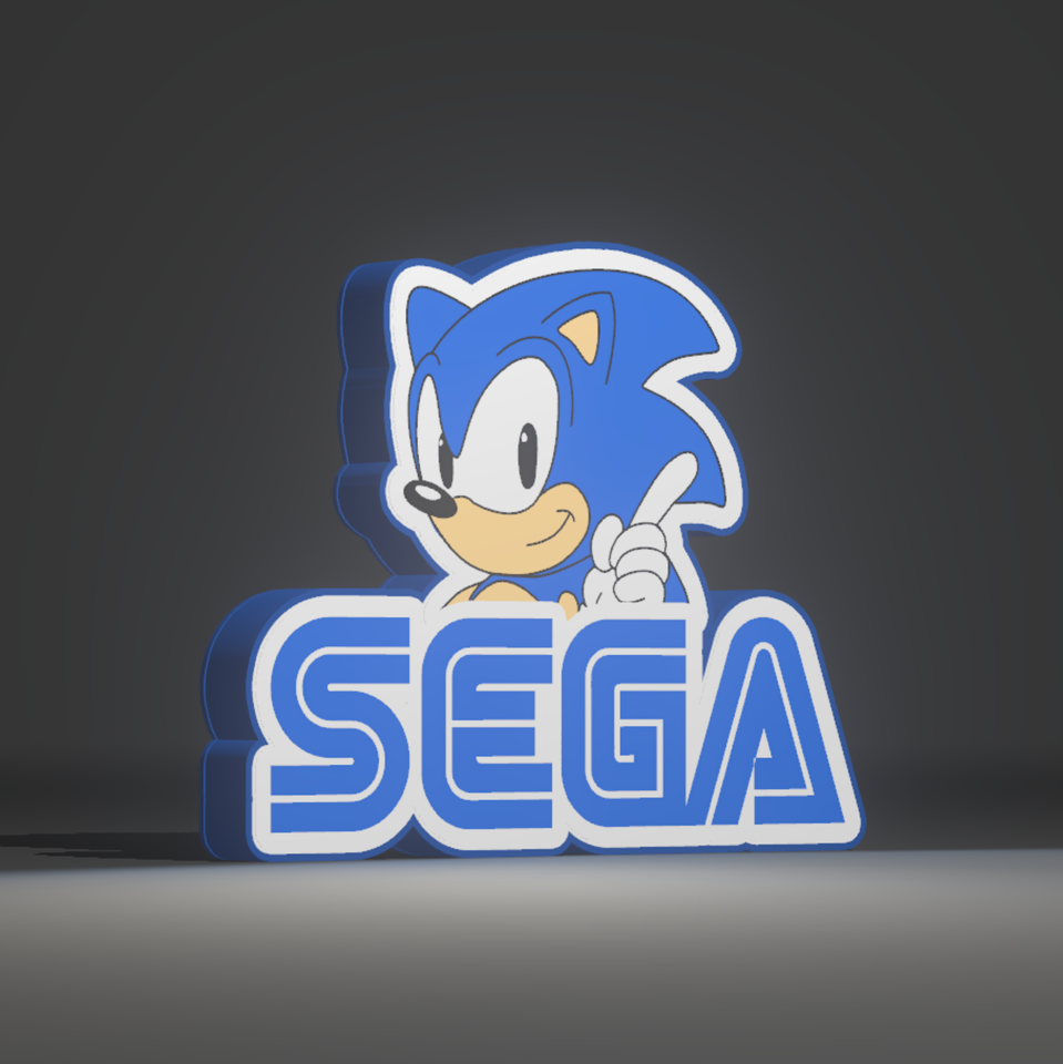 Sega USB LED Sign Logo Light Box Lamps Man Cave Collector Gamer Sonic ...