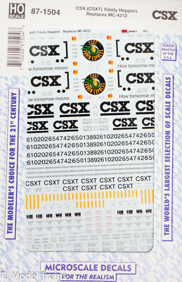 Microscale Decal HO #87-1504 CSX (CSXT) Trinity Hoppers Replaces MC ...