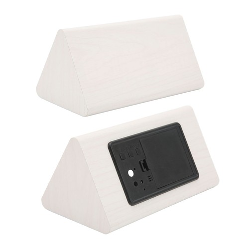 Triangular Wood Clock Adjustable Brightness 12/24 Hours Digital Desk ...