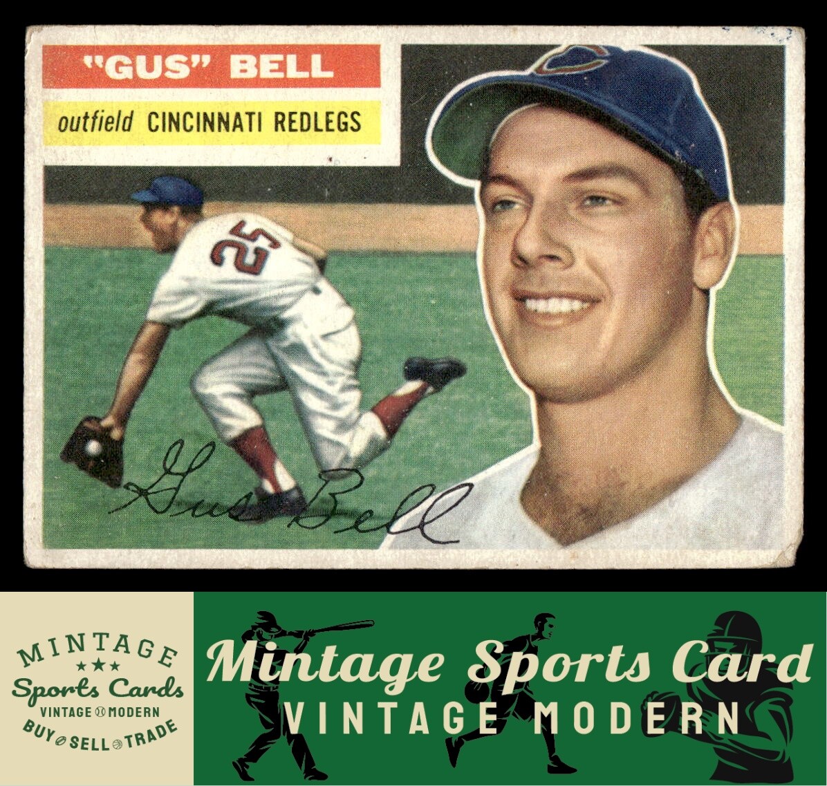 1956 Topps - Gus Bell - #162 Cincinnati Reds | eBay