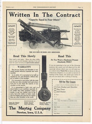 1911 Maytag Co. Ad: SUCCESS Husker & Shredder Pictured - Newton, Iowa | eBay