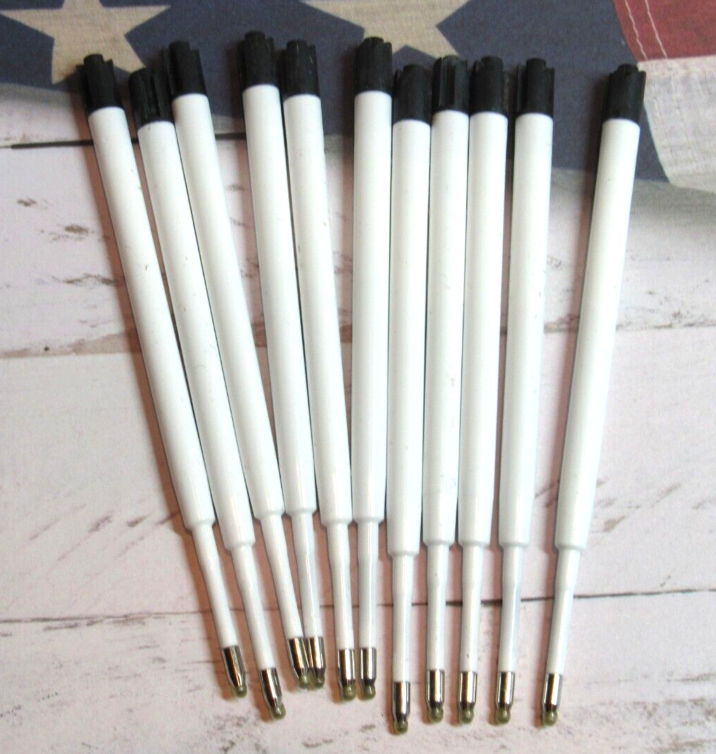 12 BLACK Plastic Ballpoint Pen Ink Refills Medium Point Parker Style ...