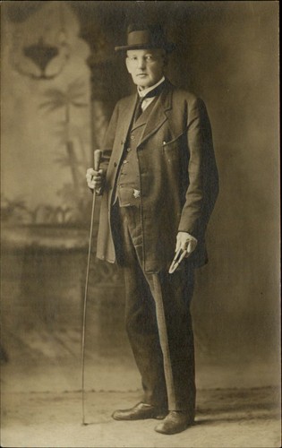 RPPC Dapper Edwardian man suit unusual cane studio portrait 1904-18 ...