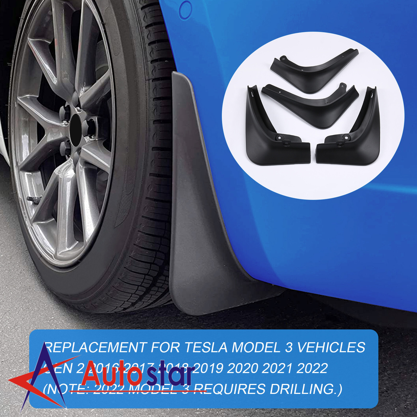 4PCS NEW Splash Guards Mud Flaps Front Rear For Tesla Model 3 2016-2022 ...