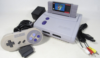 SNES Super Nintendo Jr Console Bundle Complete w/ Super Mario World ...