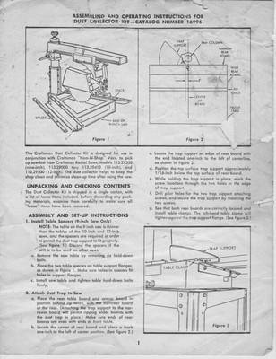 1969 Craftsman 16996 Radial Arm Saw Dust Collector Kit Instructions | eBay