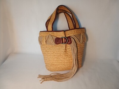 Polo Jeans Co By Ralph Lauren Straw & Brown Leather Small Tote Handbag ...