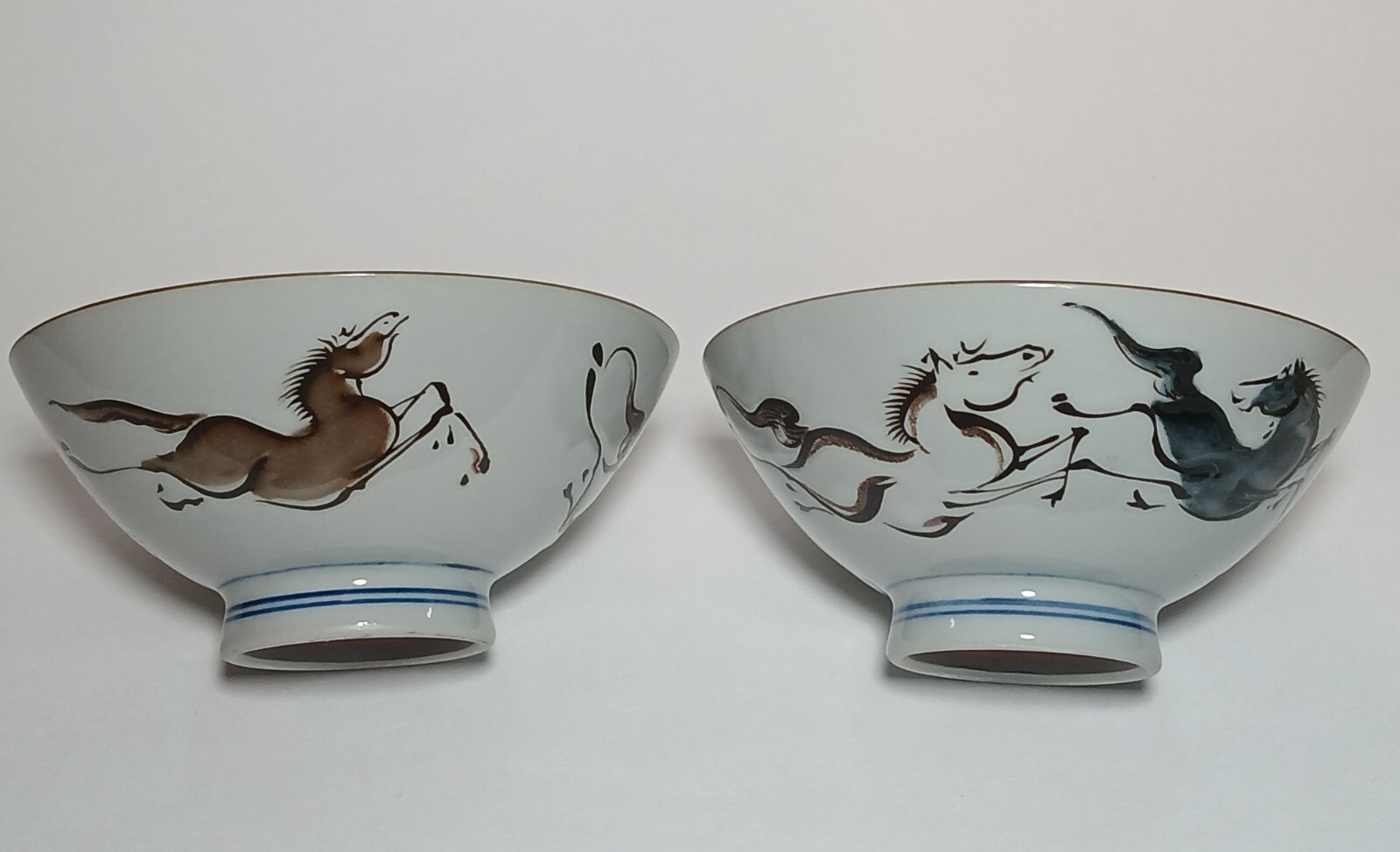 Japanese Leaping Horse & Leaf Pattern Porcelain Rice Bowls Set of 4 | eBay
