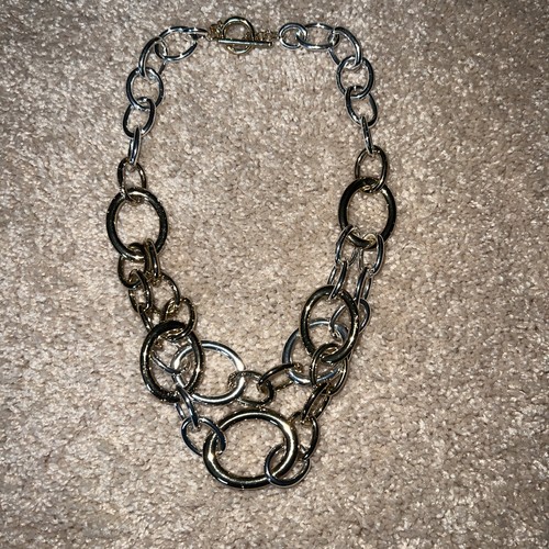 Talbots Gold and Silver Double Layer Chain Link Necklace | eBay