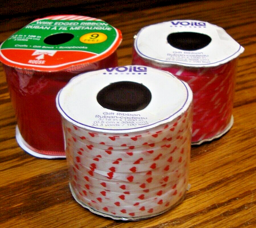 Craft Ribbons Lot 3) Spools Various Prints~White & Red Colors~for Bows ...