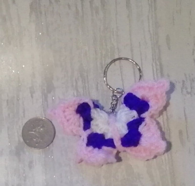 Handmade Crochet Pink Butterfly Keyring,Key Fob,Chain Bag Charm | eBay UK