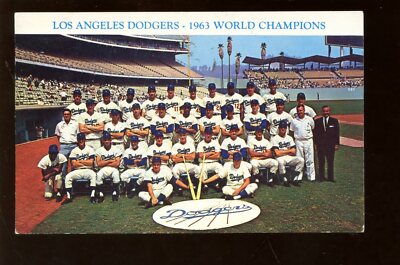 1964 Los Angeles Dodgers 1963 World Champions Team Post Card w/ Sandy ...