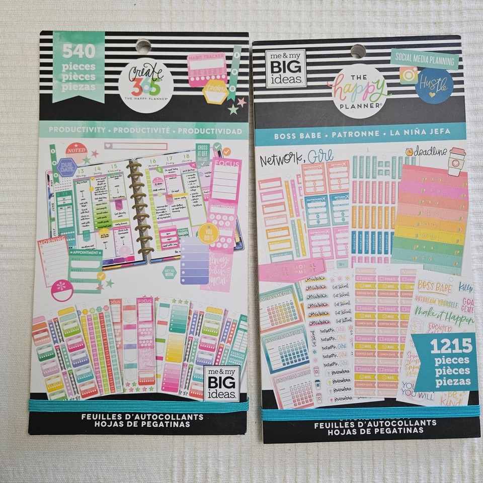 Happy Planner Lot Binder Exercise Journal Sticker Zip Pouch Refill ...