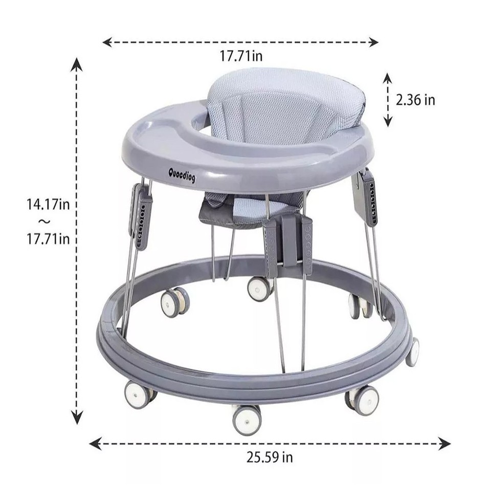 Foldable Adjustable Baby Walker Safe Wheels Footpad Infant Toddler ...