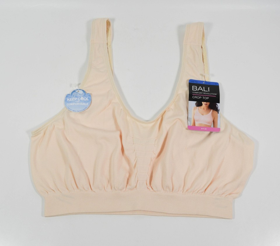 NWT Bali DF103J Pale Beige Comfort Revolution Microfiber Crop Top Bra ...
