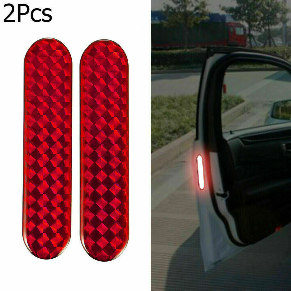 2X Red Reflective Safety Warning Strip Tape Car Door Bumper Reflector ...