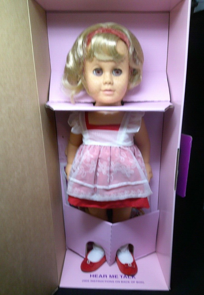 1998 Mattel Reproduction Chatty Cathy Doll WORKS Red dress Blue Eyes in ...