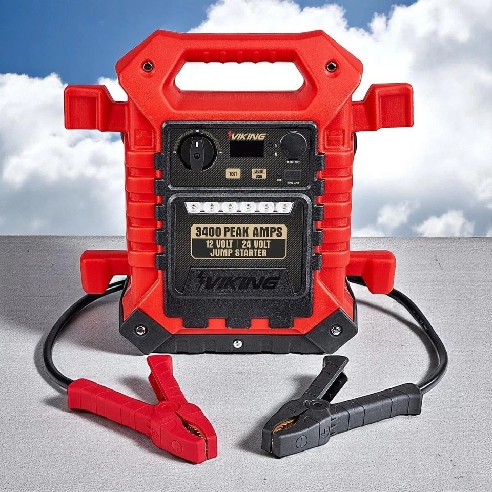 3400 Peak Amp 12/24 Volt Portable Car Jump Starter Jumper Box & Power ...