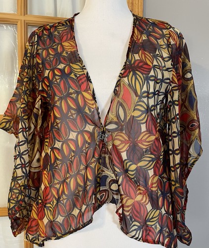 Band Of Gypsies Sheer Cardigan Women’s Sz M Open Front Cut Out Sleeve ...