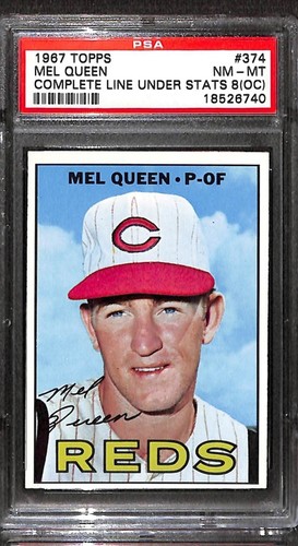 1967 Topps #374 MEL QUEEN COMPLETE LINE UNDER STATS PSA 8OC 18526740 | eBay