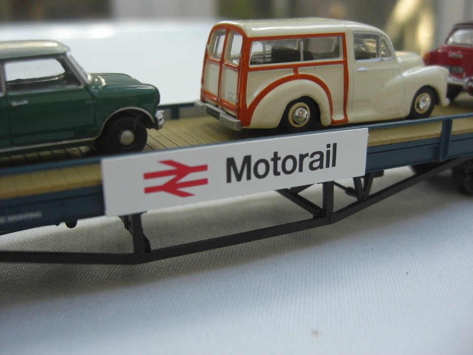 Oxford Rail OO scale BR Motorail FVX Carflat with load. Wagon number is ...