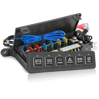 Wireless 6 Gang Switch Panel LED Light Bar Circuit Control Box Car RV ...