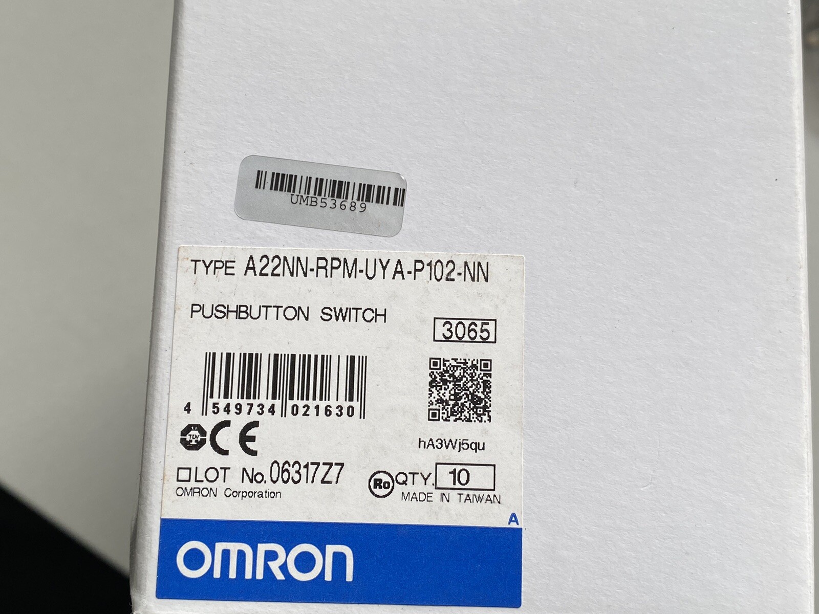Omron Product A22NN-RPM-UYA-P102-NN 10 Pieces Switch for Panel Mounting ...