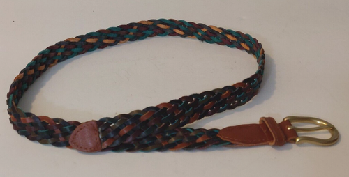 Genuine Leather Multi-color Braided Woman's Belt Size M-L | eBay