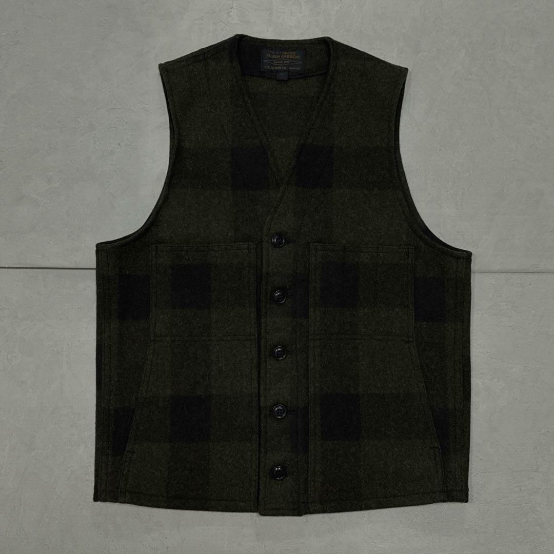 FILSON Mackinaw Wool Vest Forest Green Check Size S U… - Gem