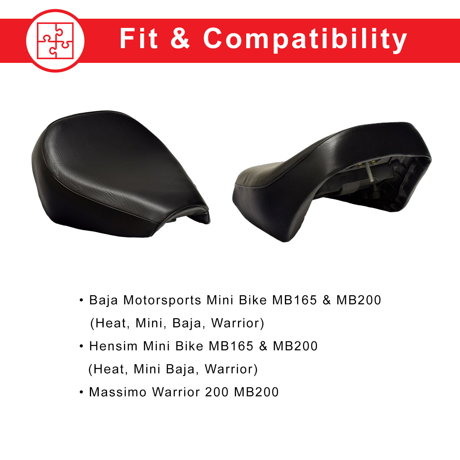Black Seat for Baja Mini Bike MB165 & MB200, Massimo MB200 196cc 6.5HP ...
