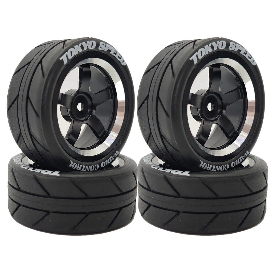 1/10 RC Racing Tires Metal Wheel Rims Hub12mm Hex for 1:10 RC On Road ...