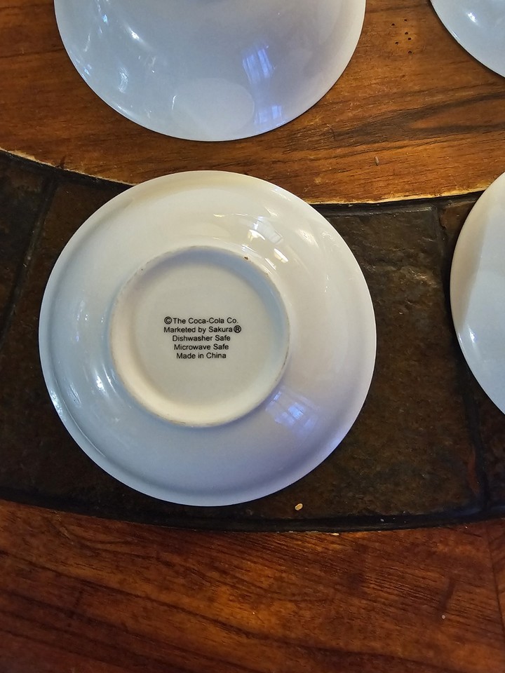 Set Of Four Coca Cola Logo 6 1/2" Stoneware Soup, Cereal Bowls by ...