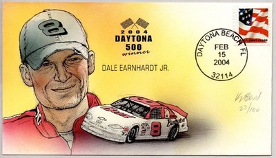 2004 DAYTONA 500 WINNER DALE EARNHARDT JR. RACE CAR DRIVER, BEVIL HAND ...