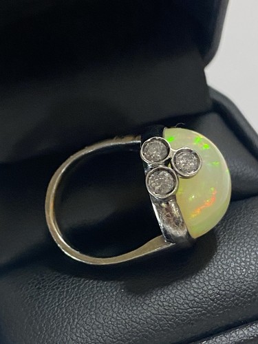 Linda Ronstadt Personal Stylist Made 14K Welo Fire Opal Diamond Ring | eBay