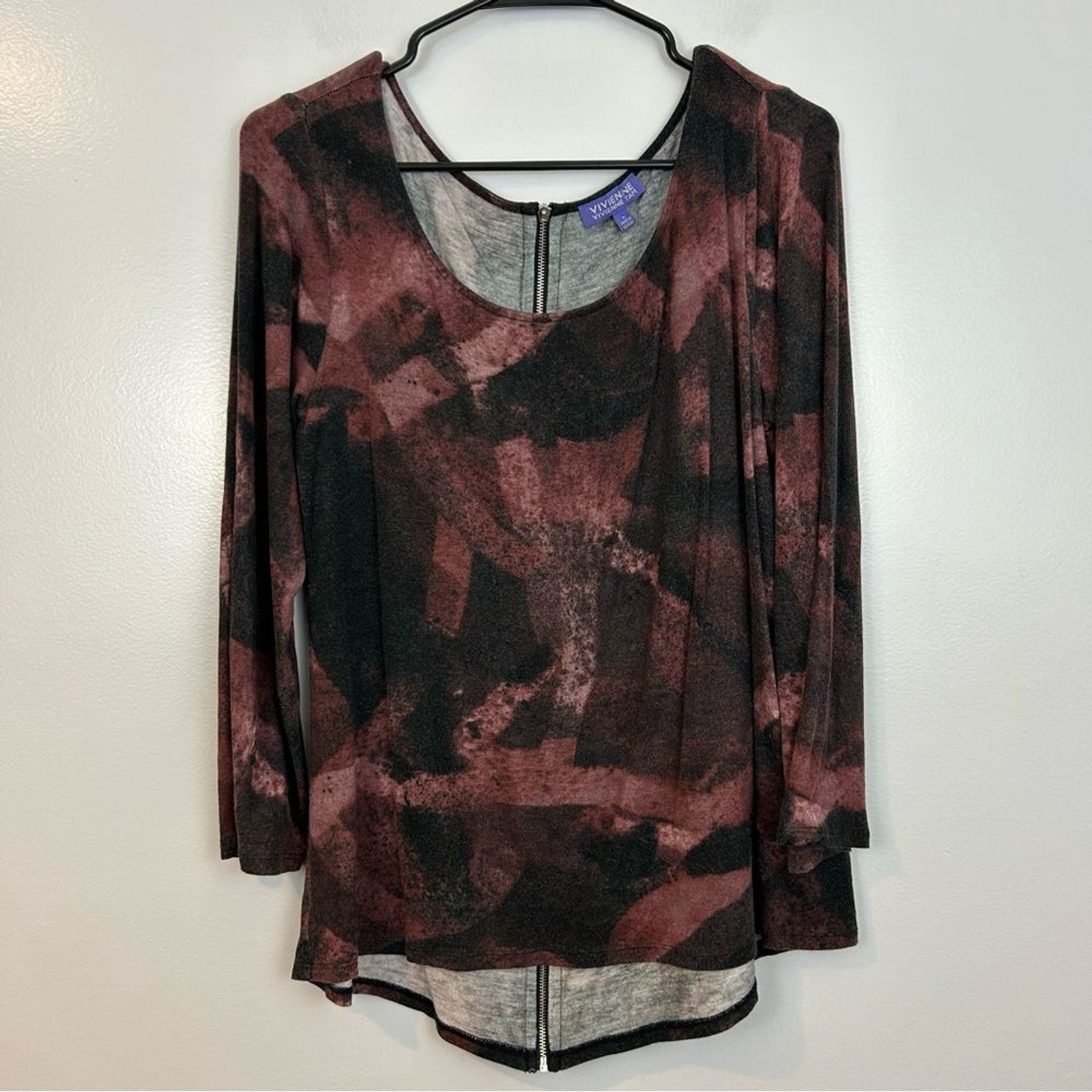 Vivienne Tam Long Sleeve Jersey Zipper Back Shirt Siz… - Gem