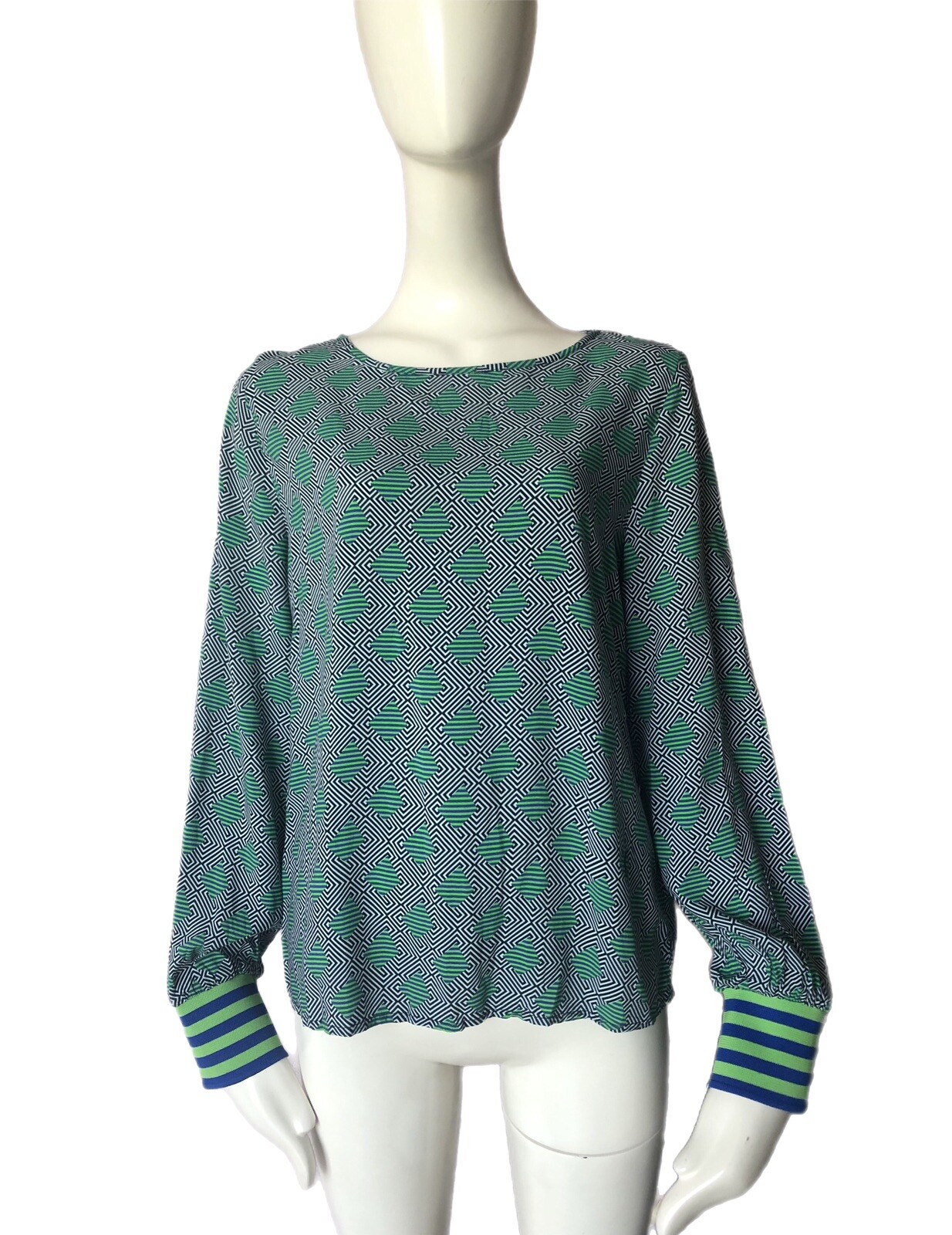 EMILY VAN DEN BERGH Green Geometric Pattern Viscose L… - Gem