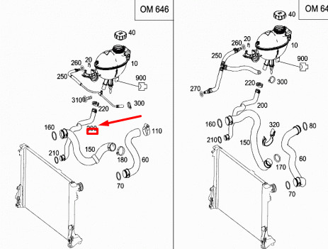 NEW MERCEDES-BENZ C W204 AMG RIGHT RADIATOR HOSE A2045000075 OEM | eBay