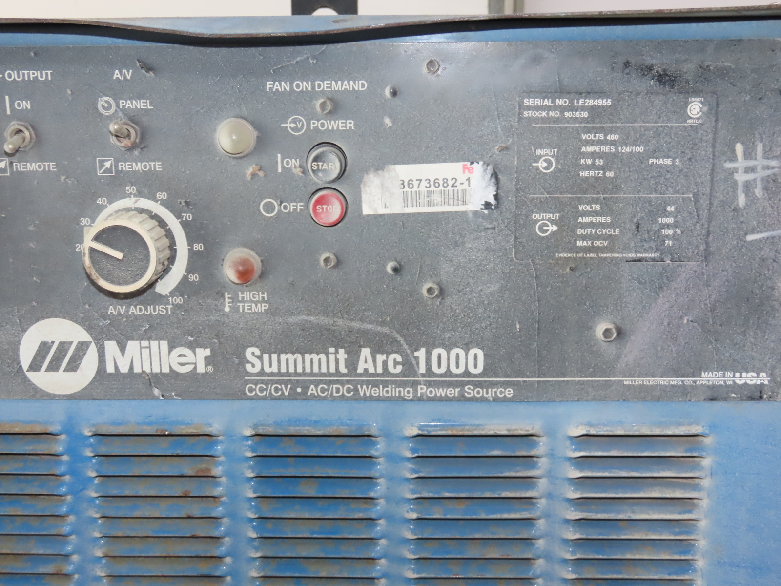 Miller Summit Arc 1000 A Amp Submerged CC/CV AC/DC Welder Welding Power ...