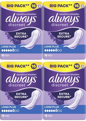 Always Discreet Sensitive Bladder Incontinence Pads Long Plus Pad Thin ...