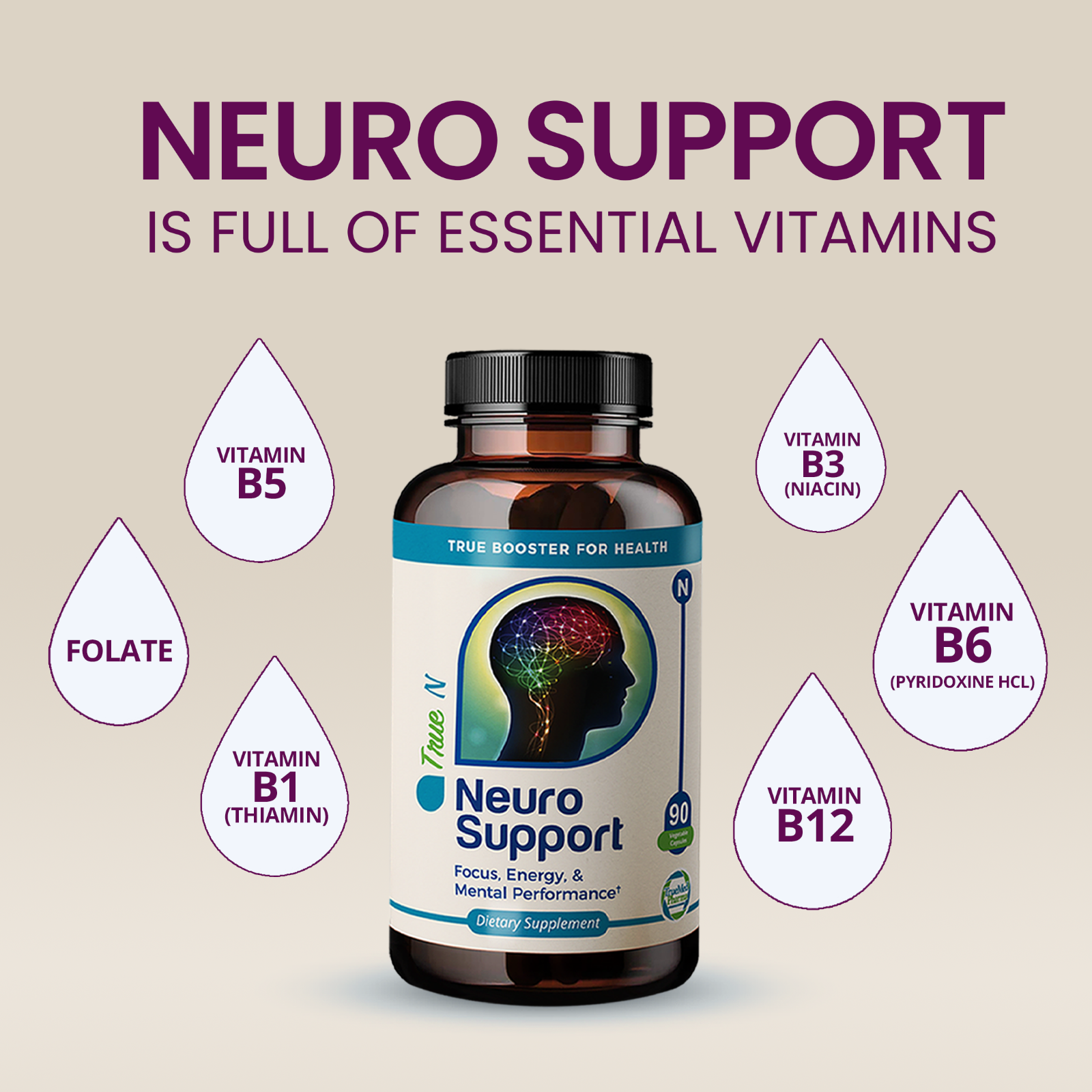 TrueMed- Brain Supplement-Neuro Support 90 Vegetable Capsules | eBay